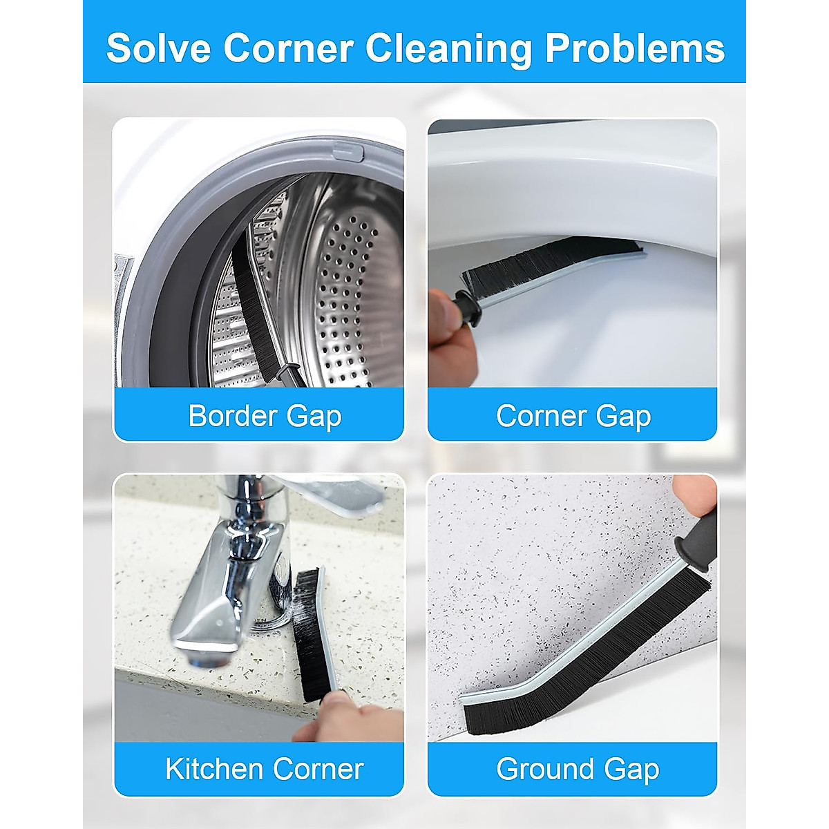 CODOGOY Crevice Cleaning Brush 3 Pack Multifunctional Gap Cleaning Brush Tool Bathroom Gap Brush Grout Cleaner Brush Hard Bristle Crevice Black Cleaning Brush