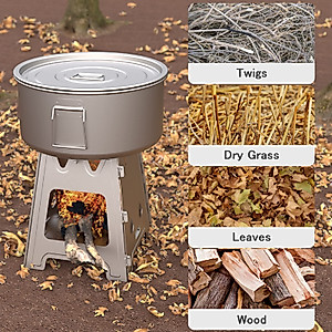 Titanium Wood Burning Stove, Open Fire Stove Ultra Lightweight Portable Backpacking Camping Stove With Cross Stand for Outdoor Hiking Traveling Picnic BBQ