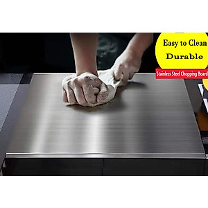 27.5x19.7 Inch Cutting Boards 304 Stainless Steel Chopping Board Baking Board Pastry Board Extra Large Cutting Board For Kitchen Meat Vegetable Fruit Fish Cheese Bread, Easy to Clean Cutting Mats