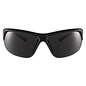 Nike Skylon Ace P Polarized Rectangular Sunglasses, Shiny Black/Silver, 69 mm