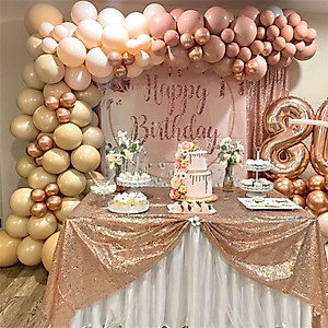 Dusty Pink Beige Gold Boho Balloon Garland Arch Kit, Neutral Blush Nude Tan Champagne Gold Double Stuffed Balloon Arch Kit for Women Birthday Wedding Baby Bridal Shower Engagement Party Decorations