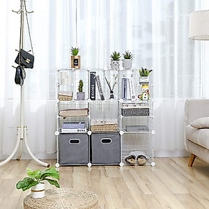 C&AHOME Wire Cube Storage, Wire Grids Organizer Unit with Large and Small Dividers, Metal C Grids Shelving, Storage Bins, Ideal for Closet Cabinet, Bedroom, Living Room, Office, Dormitory, White