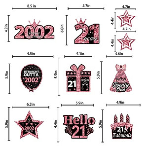 40Pcs Rose Gold 21st Birthday Decorations for Her Hanging Swirls, No-DIY 21st Birthday Decorations Ceiling Streams, Hello 21 Hanging Swirls 21st Birthday Decorations for Her cocomigo