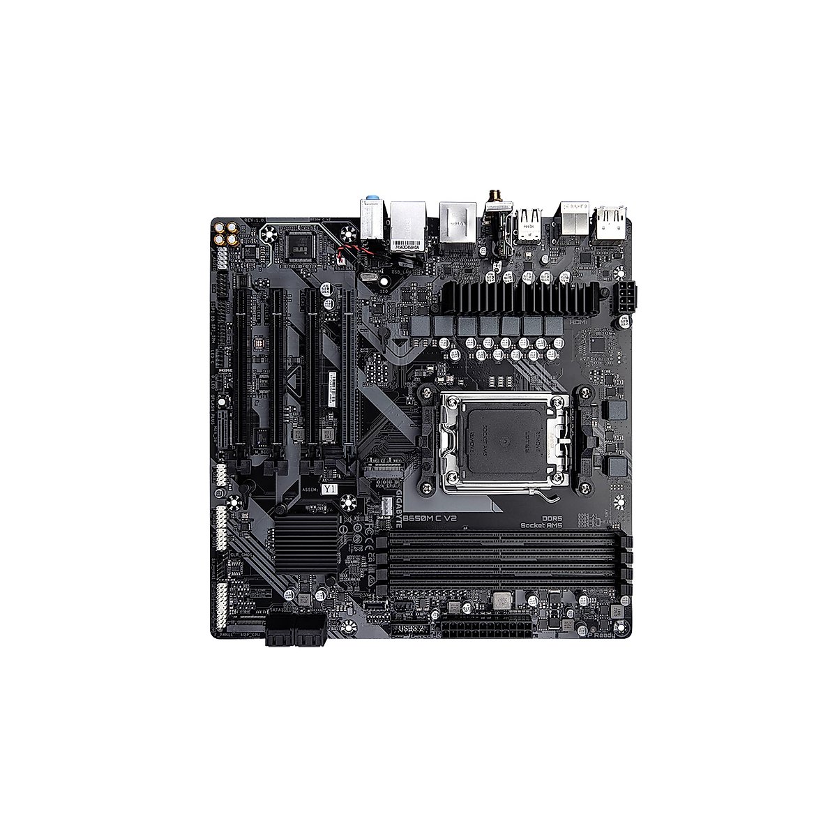 GIGABYTE B650M C V2 (AM5/ LGA 1718/ AMD/ B650/ Micro-ATX/ 5-Year Warranty/ DDR5/ PCIe 4.0 M.2/ PCIe 4.0/ USB 3.2 Gen1 Type-C/ 1GbE LAN/Motherboard)