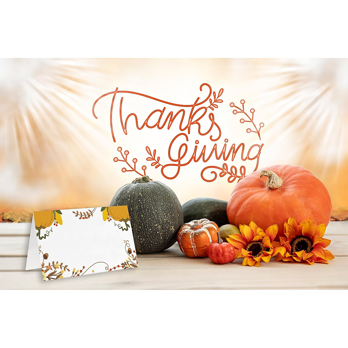 Thanksgiving Day Table Place Card, 25-Piece Tent Style Cards Set, Special Paper Easy-to-Write and Foldable, Seating Cards for Thanksgiving Day Party, Food Labels -G02