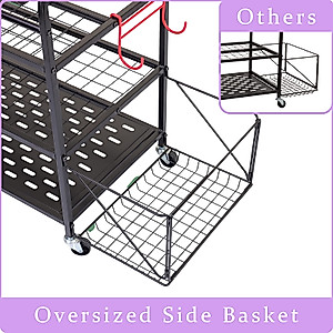 RM FOLD ART Weight Rack for Dumbbells, Yoga Mat Holder Dummbbells Rack for Kettlebells Foam Rollers and More Gym Accessories, Home Gym Equipment Storage Organizer with Wheels and Basket
