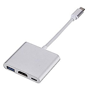 Portable USB C Hub, Type-c to 4k Hdmi Port Adapter Hub OTG, Compatible with Laptops, Projectors, Smart Tvs and Other Type C Devices (Black) (Silver)