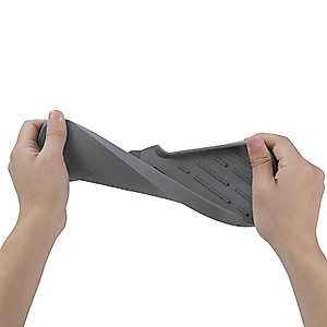 MicoYang Silicone Bathroom Soap Dishes with Drain Spout-Bathroom and Kitchen Sink Organizer,Sponge Holder,Dish Soap Tray,Perfect for Dispenser,Scrubber,Bottle,Cup on Sink or Counter-Grey 12"×4"