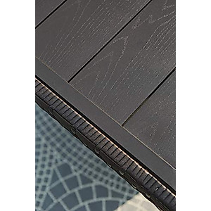 Signature Design by Ashley Outdoor Easy Isle Multi-Use Resin Wicker Patio Table, Dark Brown