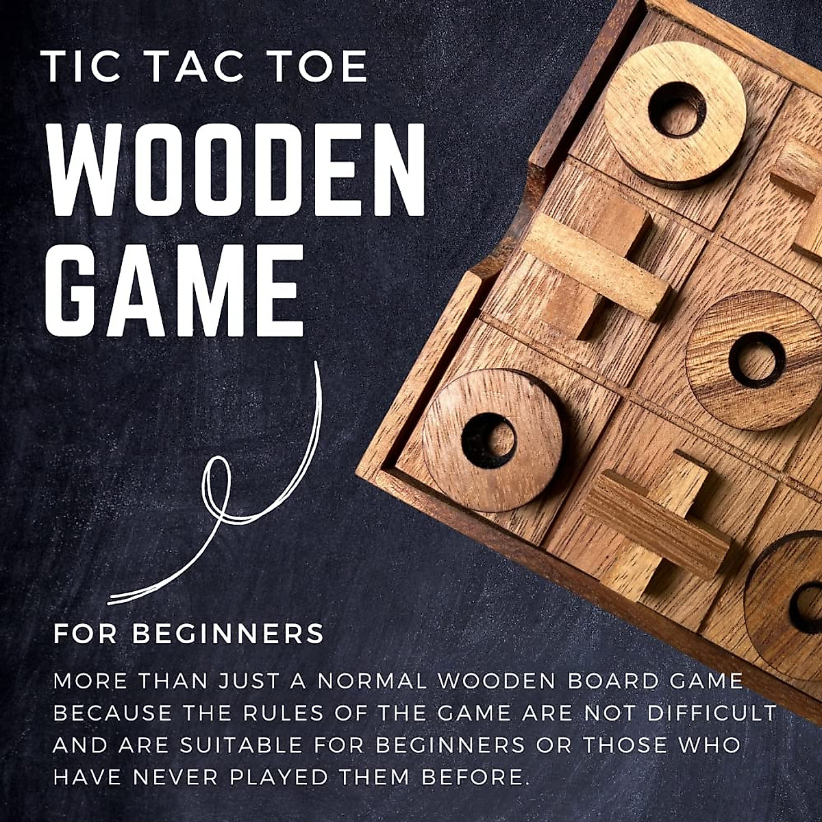 NUTTA - TicTacToe Wooden Game Size 5.5 X 5.5 inches Tic Tac Toe Wooden Board Games Coffee Table Desk Toy Fun Game Friends and Family Adult Games Travel Backyard Indoor Outdoor Decorative Decor Room