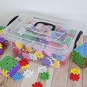 Xowine 8 L Plastic Storage Boxes, Clear Storage Bin with Black Handle, 2-Pack