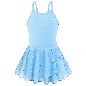 EQSJIU Ballet Costumes For Girls Toddler Dance 2t 3t 18-24 Months Leotards With Skirts Tutu Outfits Bodysuits Light Royal Blue