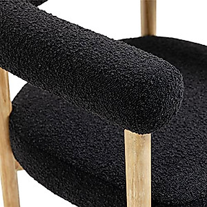 Meridian Furniture 561Black-C Hyatt Collection Mid-Century Modern Dining Chair with Solid Wood Natural Finish, Rich Black Boucle Fabric, 26.5" W x 22" D x 28" H, Black