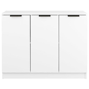 loibinfen Sideboard Buffet Server Storage Cabinet with 3 Doors, Console Table Home Kitchen Sideboard Dining Room Furniture Entryway Cupboard, White 35.6"x11.8"x27.6" -AA