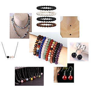 Natural Stone Beads 200pcs Mixed 8mm Round Genuine Real Stone Beading Loose Gemstone Hole Size 1mm DIY Charm Smooth Beads for Bracelet Necklace Earrings Jewelry Making (Stone Beads Mix 200pcs)