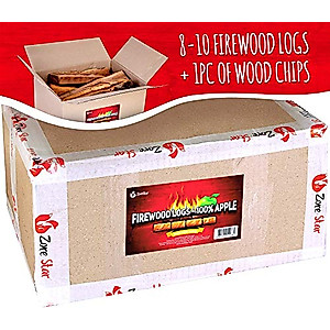 Zorestar Apple Firewood 13-15 lbs - Natural Wood Chips, for Stove, Fire Pit - Split Seasoned Wood - Fireplace Campfire Indoor Outdoor - 1 Pack Fire Starters