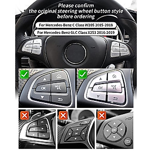 LIMBQS Steering Wheel Button Stickers for Mercedes Benz C200 E260L GLC300, Steering Wheel Buttons Light-transmitting Decorative Stickers for Mercedes Benz GLA CLA GLK Class