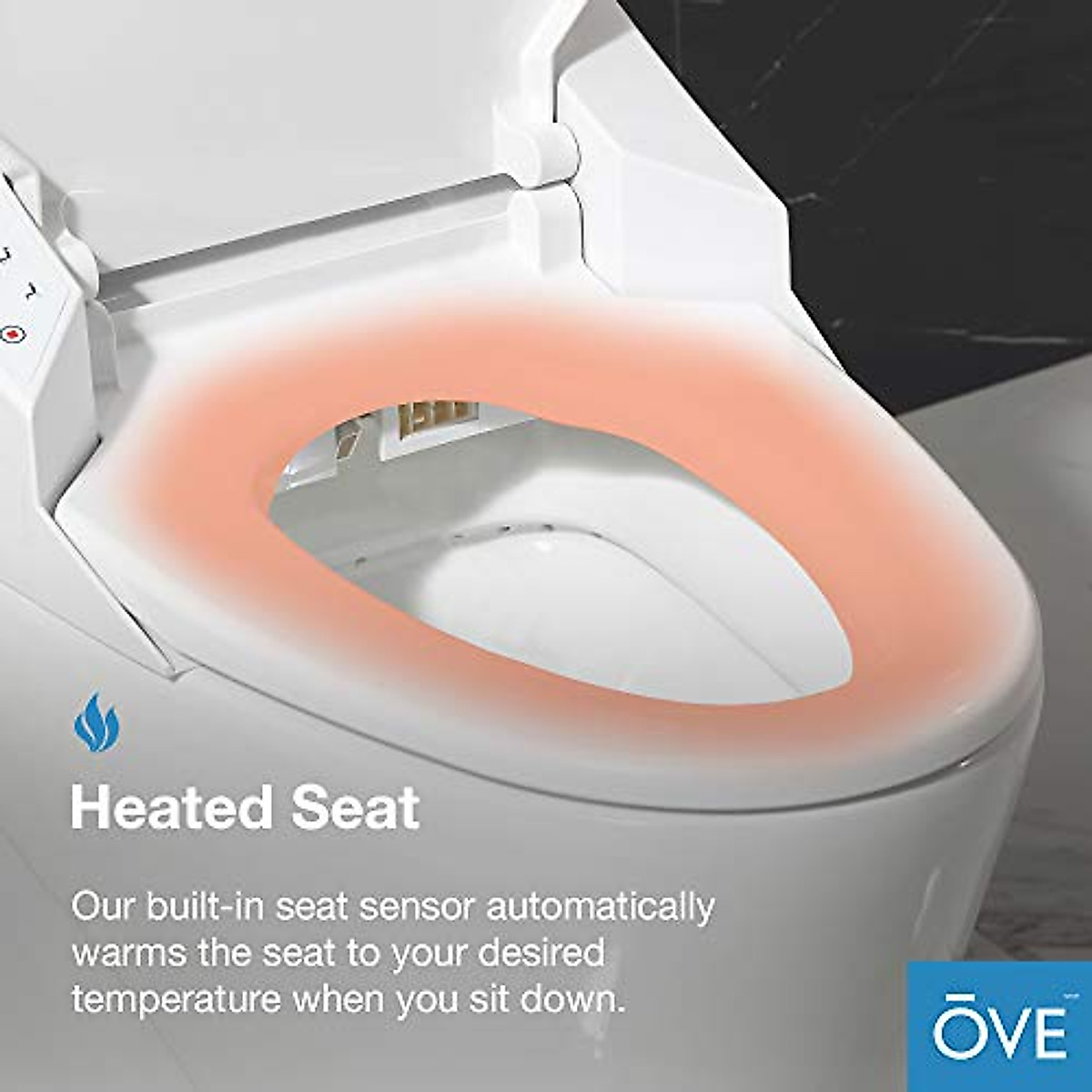 Ove Decors Virtuoso Bidet Toilet Built-in with Tank Elongated, Automatic Flushing, Heated Seat, Soft Close, ECO Mode with Remote Control