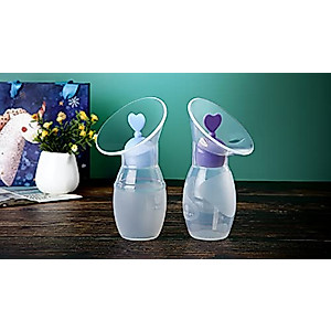 Amplim Manual Breast Pump with Two Stoppers - 2 Pack, FSA/HSA Eligible, 4oz/100ml, Portable, Comfortable, and Easy to Use - BPA-Free and Food Grade Silicone - Ideal for Breastfeeding Moms On The Go