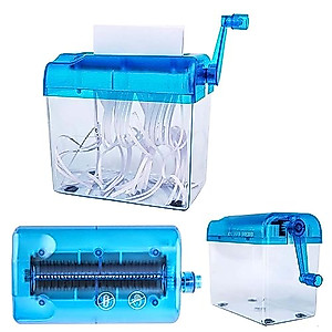 Manual Paper Shredder Mini Hand Shredder Portable，Paper Shredder for Office Home， Mini Portable Paper Shredder Documents Paper Cutting Tool (Blue)