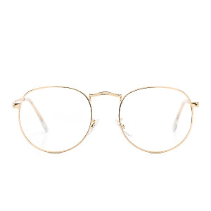 AZorb Round Clear Lens Glasses Classic Metal Frame Non-Prescription Eyeglasses for Women Men(gold)
