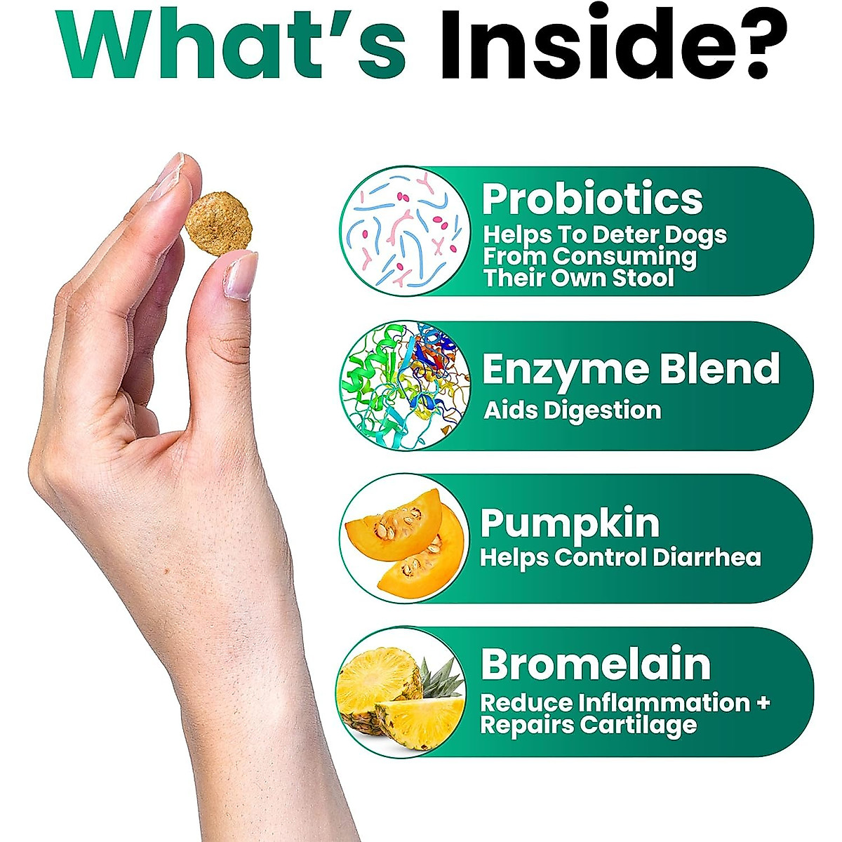 Grateful Pawz No Poo Chews for Dogs - Coprophagia Stool Eating Deterrent for Dogs -120 Chews Prevent Dog from Eating Poop - Stop Eating Poop for Dogs Supplement