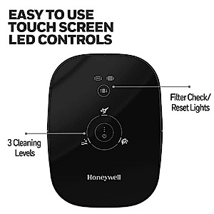 Honeywell HPA075B Allergen Plus Series Compact HEPA Air Purifier Tower, Allergen Reducer for Medium Rooms (100 sq ft), Black - Wildfire/Smoke, Pollen, Pet Dander & Dust Air Purifier