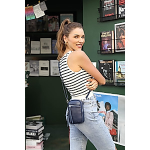 befen Navy Blue Genuine Leather Small Shoulder Bag Wallet Purse Crossbody bag for women