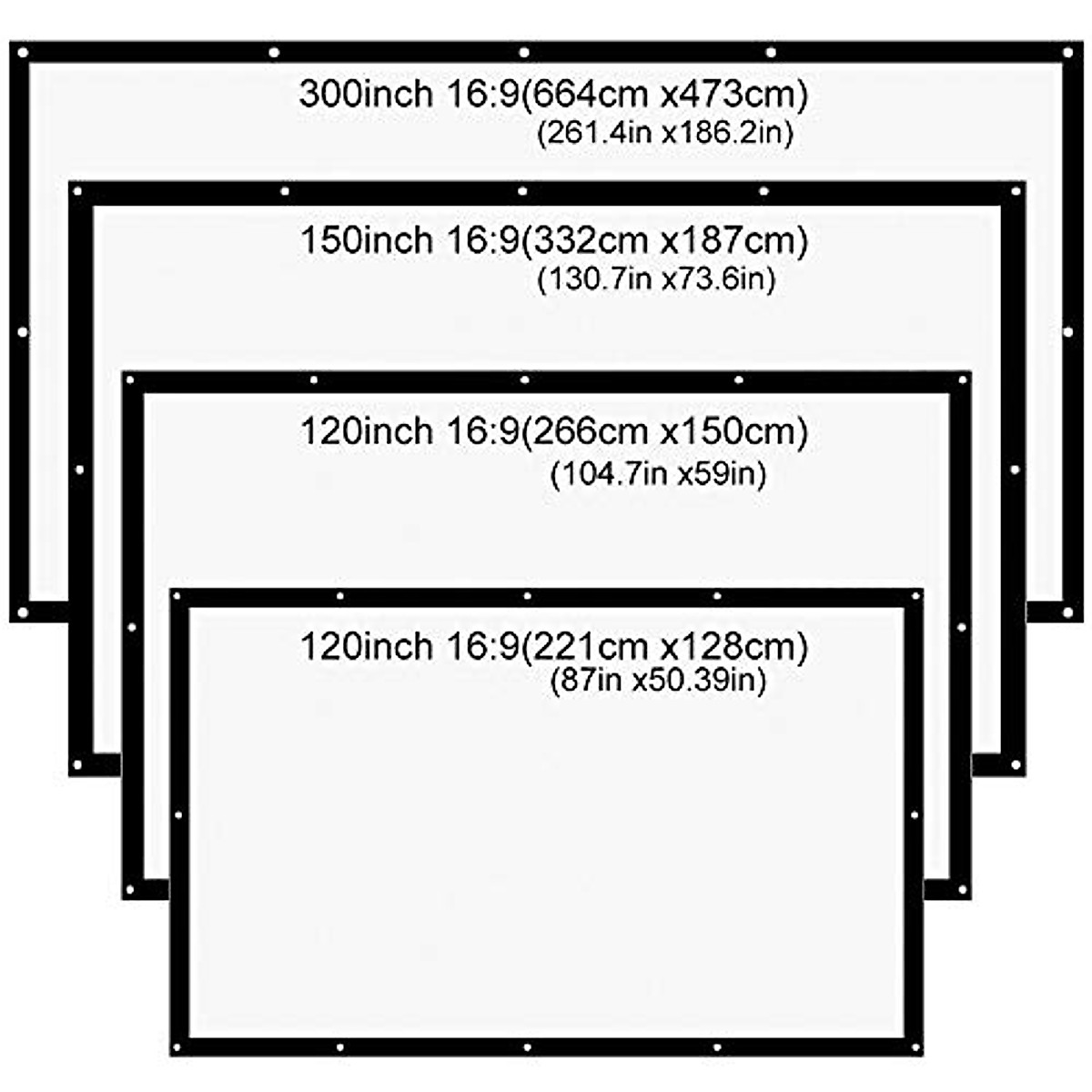 180/200/250/300 Inch Projection Projector Screen 16:9 Fold Portable Screen Canvas Matt White for Home Film Wall Mounted (Size : 250 inch)