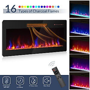 BELLEZE 70" Fireplace TV Stand for TVs Up to 80", LED Light Entertainment Center with 36" Electric Fireplace Heater, Storage Cabinet, Media Console Table for Living Room - Avenue (White)