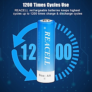 REACELL 16 Counts 2800mAh AA Rechargeable Batteries, High Capacity NiMh AA Battery, 1.2V AA Batteries with Battery Box