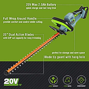 WORKPRO 20V Cordless Hedge Trimmer and Cordless String Trimmer, 2-Piece 2.0Ah Batteries and Fast Chargers