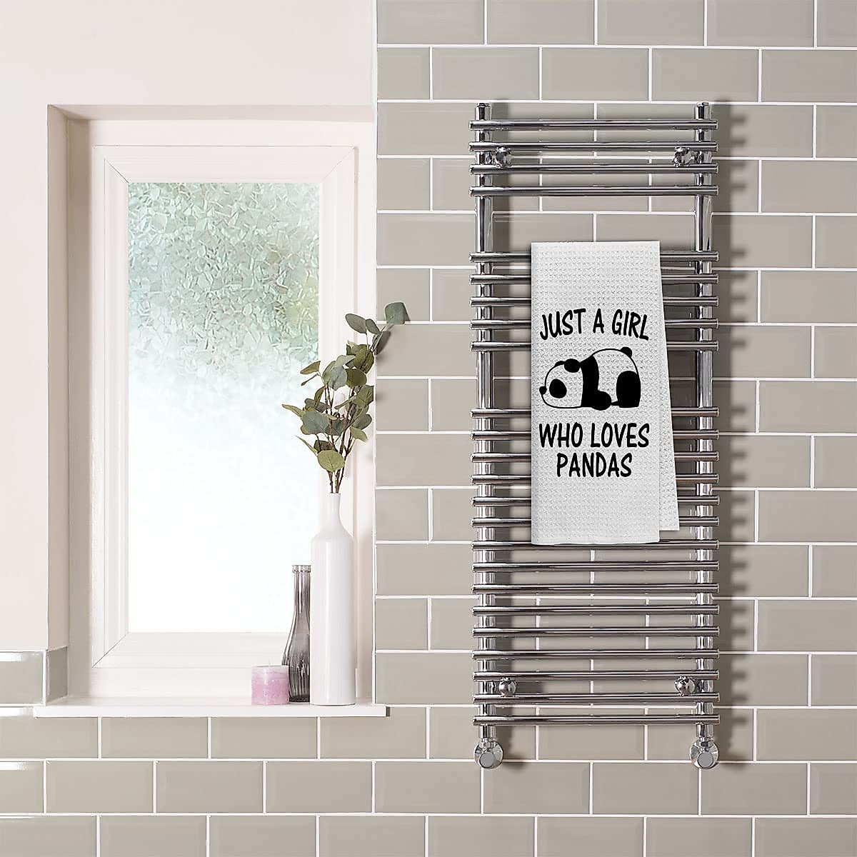 Dibor Just A Girl Who Loves Pandas Kitchen Towels Dish Towels Dishcloth,Funny Panda Decorative Absorbent Drying Cloth Hand Towels Tea Towels for Bathroom Kitchen,Panda Lovers Girls Women Gifts