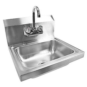 UHTQ 17" Commercial Wall Mount Kitchen Hand Wash Sink Stainless Steel with Faucet Kitchen sink Kitchen accessories Portable sink Home improvement Kitchen sinks Kitchen sink accessories Kitchen s