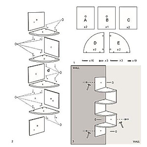 WELLAND Zig Zag 4 Tiers Black Finished Floating Shelf,Wall Mounted Corner Wall Shelf for Bed Room,Living Room,Kitchen and So on