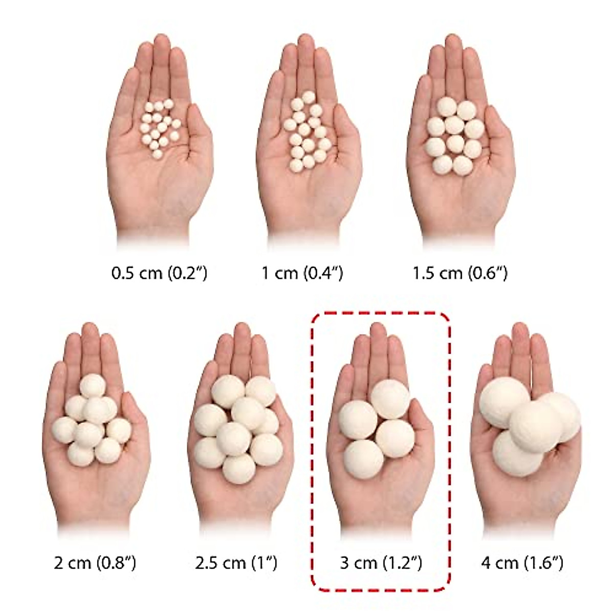 Glaciart One Felt Pom Poms, Wool Felt Balls (120 Pieces) 3 cm – 1.18 Inch, Handmade Felted 30 Pastel Color Bulk Small Puff for Felting and Garland