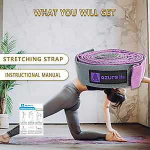 Premium Durable Cotton Stretch Strap with 10or12 Loops, Non-Elastic Yoga Strap for Stretching, Multi-Loop Fitness Stretch Band for Physical Therapy, Yoga, Pilates&Dance