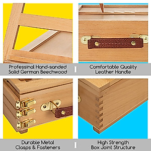 MEEDEN Large Adjustable Artist Tabletop Sketchbox Easel- Multi-Function Solid Beech Wood Storage Box Easel with 3-Drawer for Artist, Art Students & Beginners