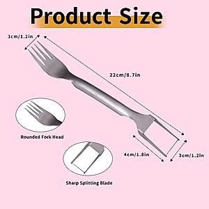 Watermelon Fork Slicer Cutter, Stainless Steel 2-in-1 Watermelon Fork Slicer, Portable Watermelon Fork Watermelon Cutter Slicer Tool Fruit Forks Slicer for Home Party Camping Kitchen Gadget