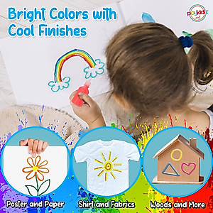 Playkidiz Puff Paint, 6 Pack 3-D Fabric Paint, Metallic Colors, Permanent Non-toxic Paint Set for Kids, Ages 3+