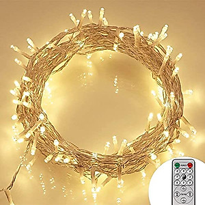 koopower [Timer & Remote] 36ft 100 LED Outdoor Battery Fairy Lights (IP65 Waterproof, Dimmable, 8 Modes, Warm White)
