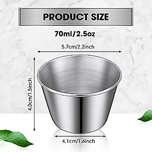 Potchen 100 Packs 2.5 oz Condiment Sauce Cups Stainless Steel Dipping Sauce Cups Reusable Condiment Dishes Individual Round Condiments for Condiments Vinegar Butter Ice Cubes Nuts Ketchup Honey