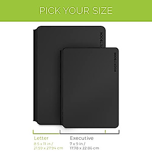 New Rocketbook Pro Smart Notebook | Black | Scannable Office Notebook with 20 Sheet Page Pack - Lined and Dot Grid | Hardcover Vegan Leather Reusable with 1 Pilot Frixion Pen & 1 Microfiber Cloth | Executive Size: 7 in x 9 in