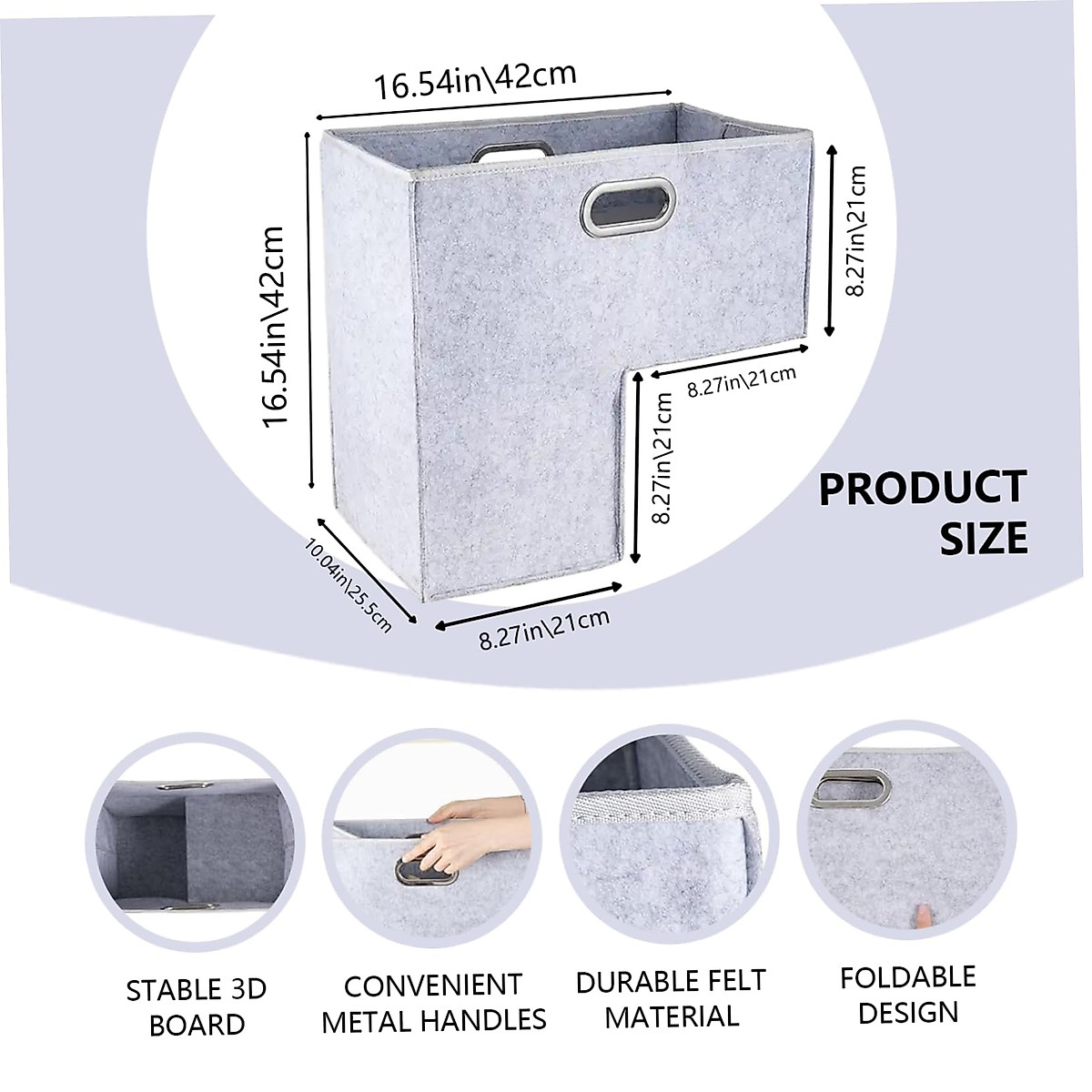 XUEYEGONGJI Stair Basket, Foldable Felt Stair Basket 16.5x16.5x10in, Stairlift Basket for Wooden Stairs, Grey L-Shaped Staircase Organiser, Step Storage for Stairs, Minimalist Stair Baskets