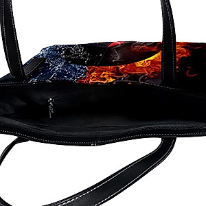 Women's Large Size Canvas Shoulder Bag Hobo Crossbody Handbag Casual Tote, Vinyl Music Art Water Fire
