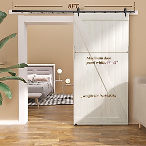 DaAzHai 8 Ft Barn Door Hardware Kit: Easy to Install -Smoothly and Quietly Sliding Barn Door Hardware Single Door Track Low Ceiling Sliding Door Hardware, Modular Track with Stable Connection