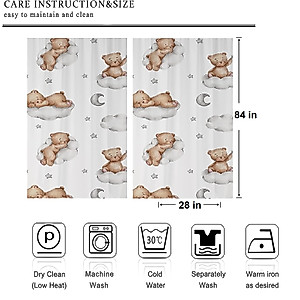 Teddy Bear and Clouds Baby Boy Room Curtain Nursery Curtains Window Curtains (Pair of - 28" x 84")