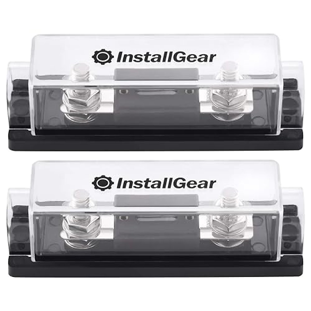 InstallGear - Fuse Block with ANL Fuse Holder and Clear Cover - 2 Pack, 300Amp Fuses for Secure Circuit Protection - Universal Fuse Box for 0-10 Gauge Terminals, Automotive Applications