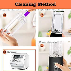 Feadem Portable Blender, USB Rechargeable, 380ml Capacity, 6pcs Stainless Steel Blades, Easy to Use and Clean