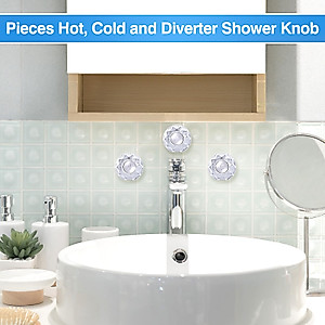 HyqehrtYazc Shower Knob Replacement 3 Pieces Acrylic Hot and Cold Handles Compatible with Price Verve Windsor Tub and Shower Faucets, Clear Bathtub Faucet Handles Replacement